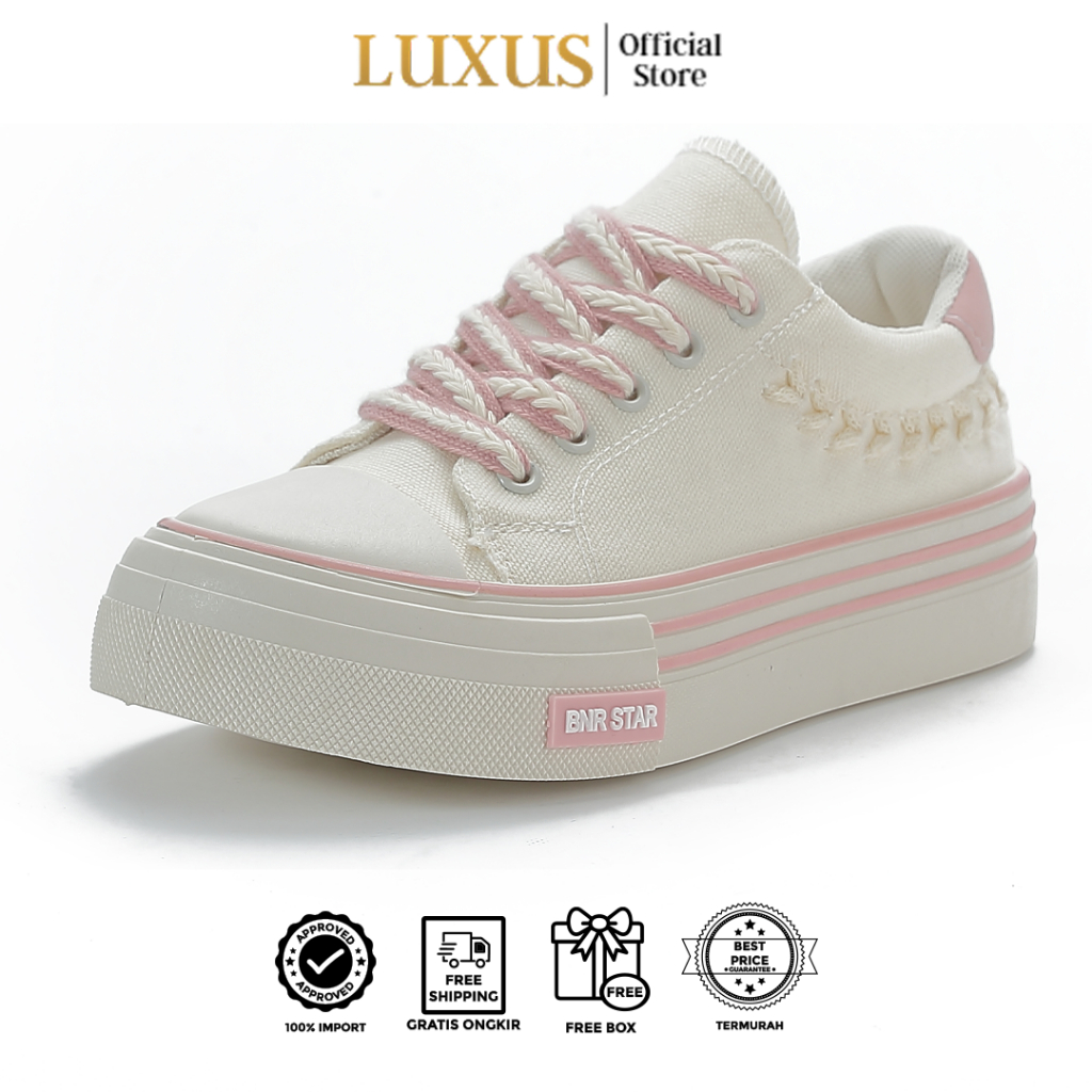 Jual Luxus Mirai Sepatu Sneakers Wanita Import Korea Canvas Tali Quality - Lxcf02 | Shopee Indonesia