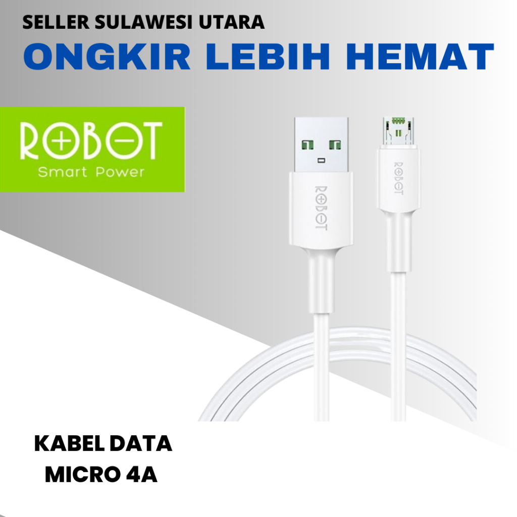 Jual KABEL DATA ROBOT RVM100 TYPE-B MICRO 4A SUPPOR FAST CHARGING VOOC ...