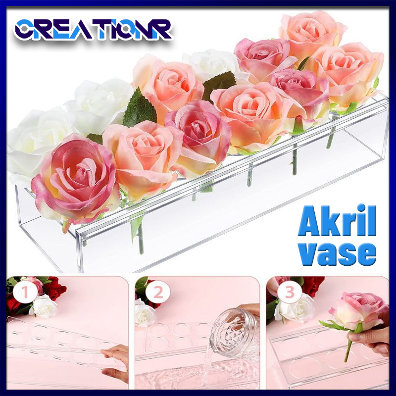 Jual vas bunga plastik /Vas Akrilik Persegi Panjang /ACRYLIC FLOWE VASE ...