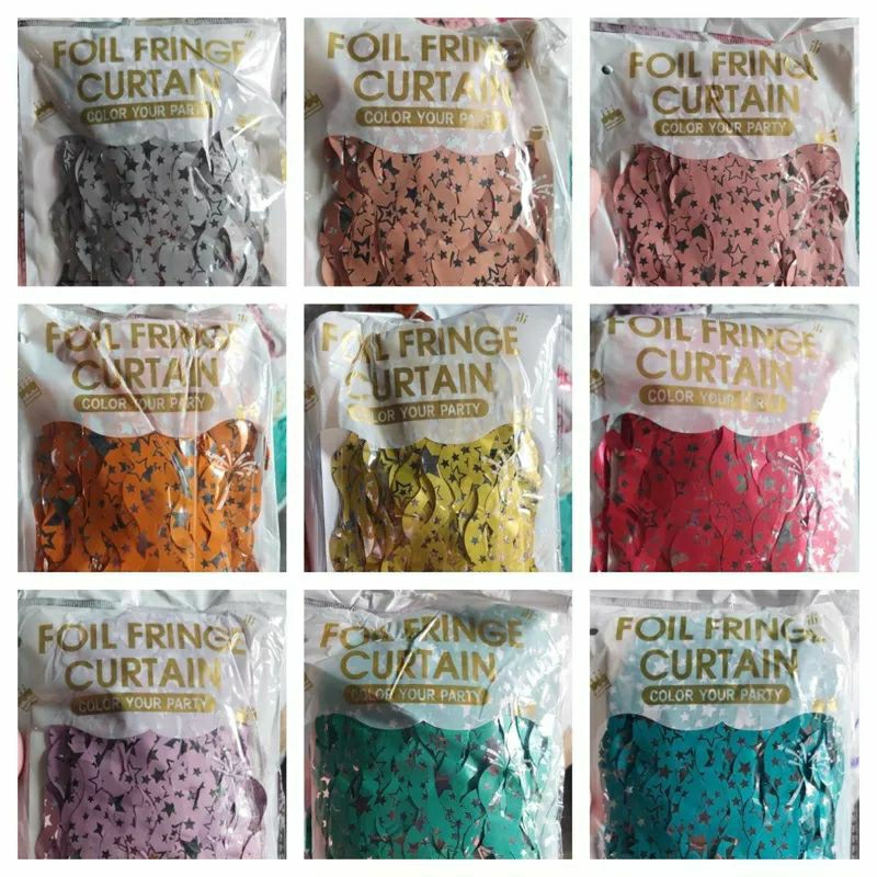 Jual Tirai Rumbai Keriting / Foil Curtain Gelombang Curly Motif Bintang ...