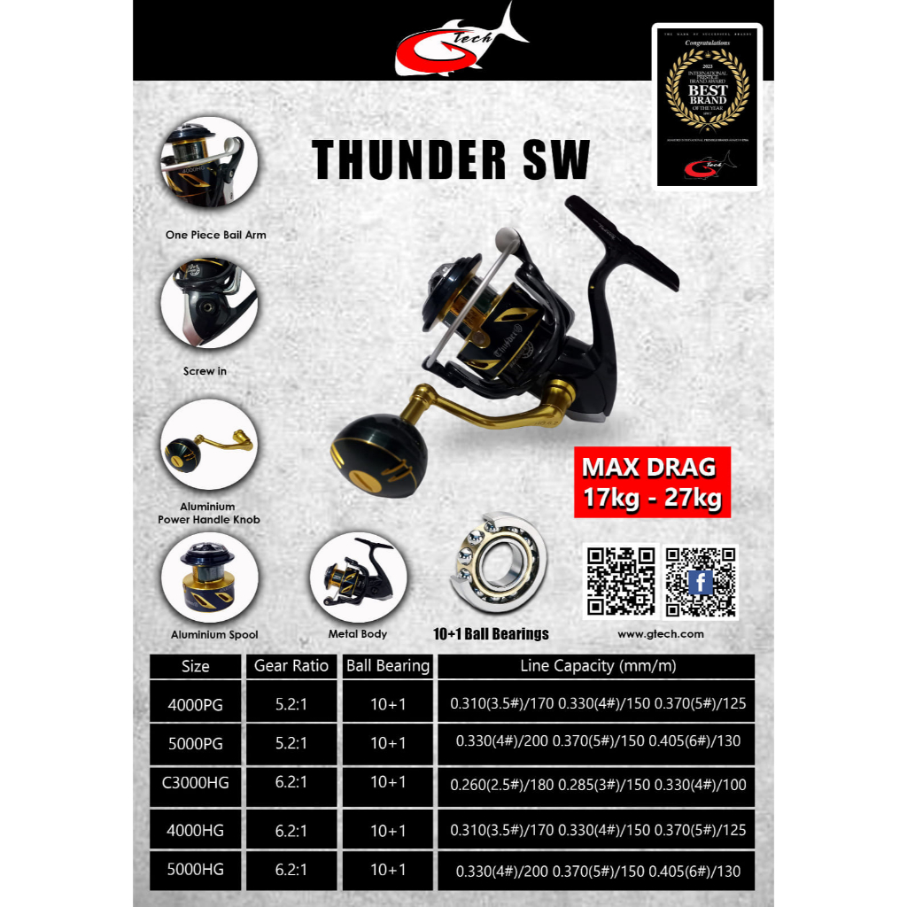 Jual Reel SPINNING GTECH THUNDER SW | Shopee Indonesia