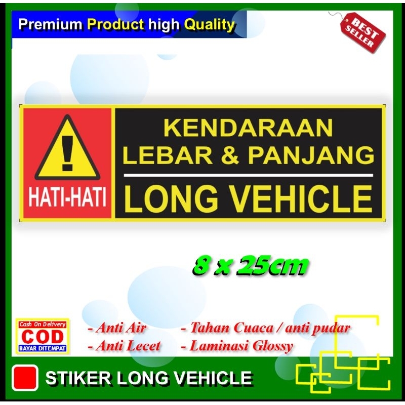 Jual Stiker long vehicle kendaraan lebar dan panjang sticker ketertiban ...