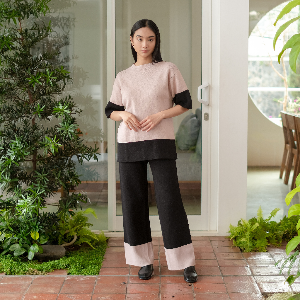 Jual Asiro Naomi Knitted Blouse Anneth Knitted Pants Sets Dusty Pink ...