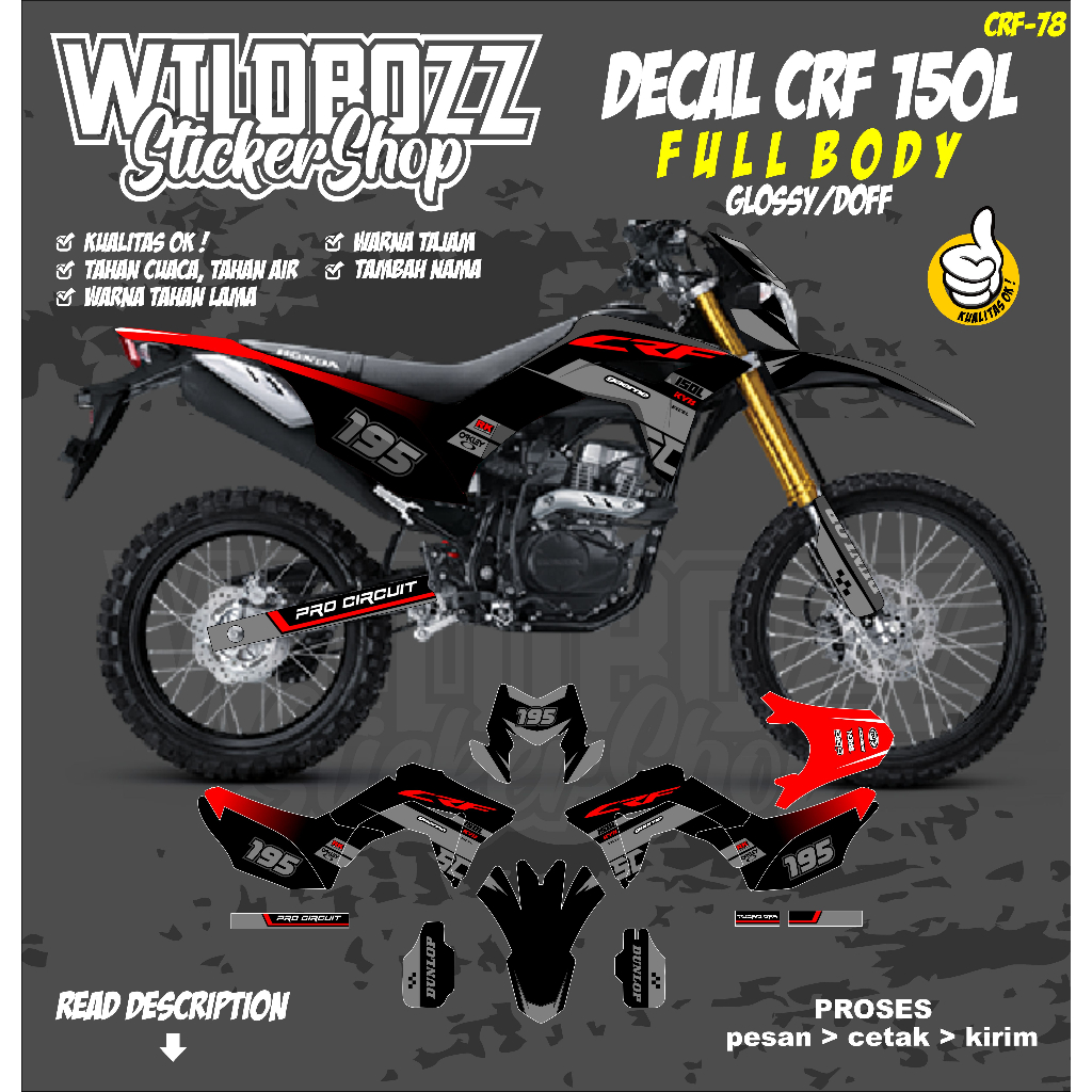 Jual decal CRF 150L/decal supermoto full body keren (crf-78) -WILDBOZZ ...