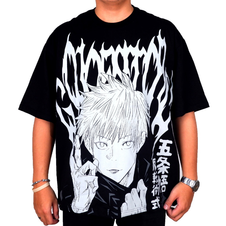 Jual GOJO SATORU JUJUTSU KAISEN ANIME MANGA BW HITAM KAOS OVERSIZE ...