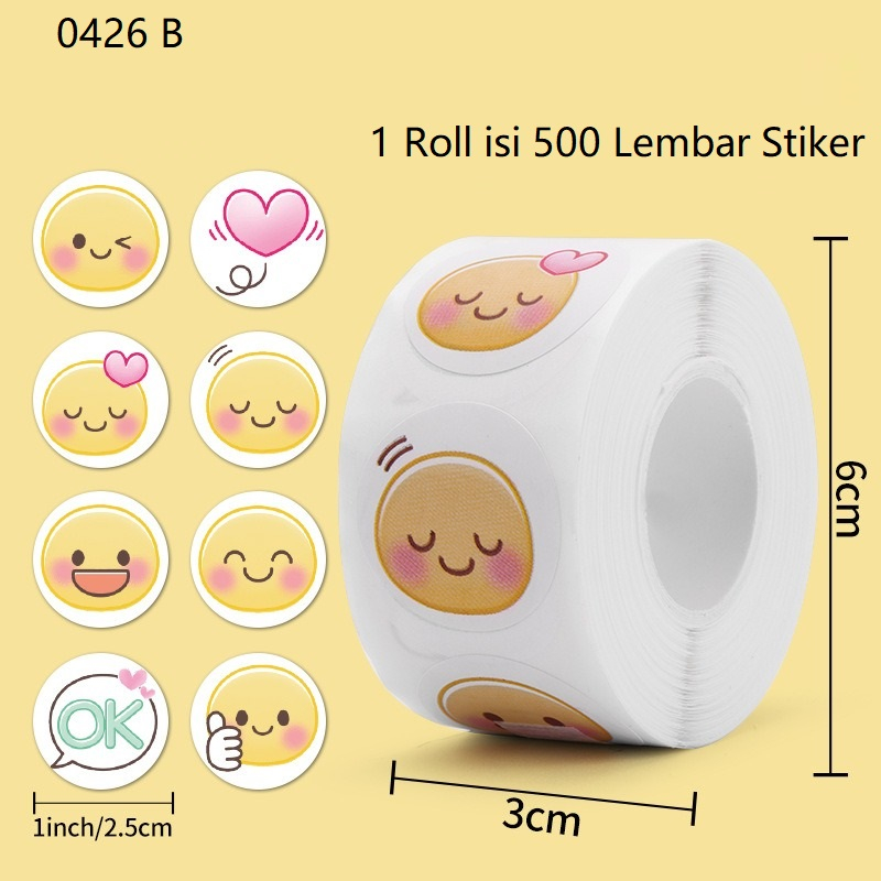 Jual Gannise Stiker Dekorasi Packing Sticker Roll 500pcs Label Bulat ...