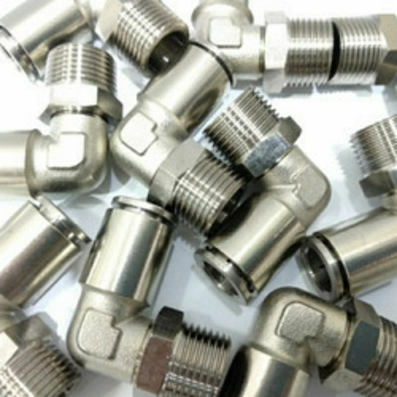 Jual fitting elbow pneumatic stainless steel plt slang 6mm drat 1/8" | Shopee Indonesia