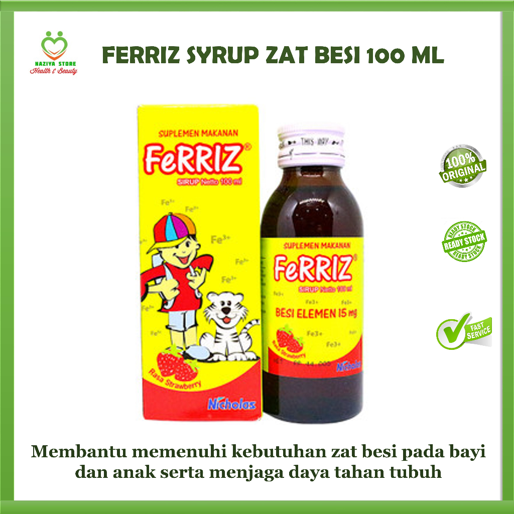 Jual FERRIZ SYRUP ZAT BESI 100ML SUPLEMEN VITAMIN ZAT BESI UNTUK ANAK ...
