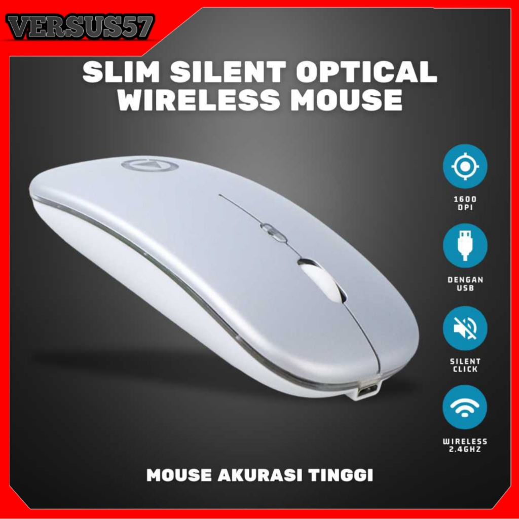 Jual Mouse Wireless Optical LED RGB Super Slim Silent USB Recharge 2.4 ...