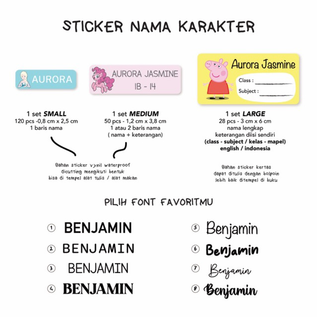 Jual STICKER CUSTOM LABEL NAMA KARAKTER | Shopee Indonesia