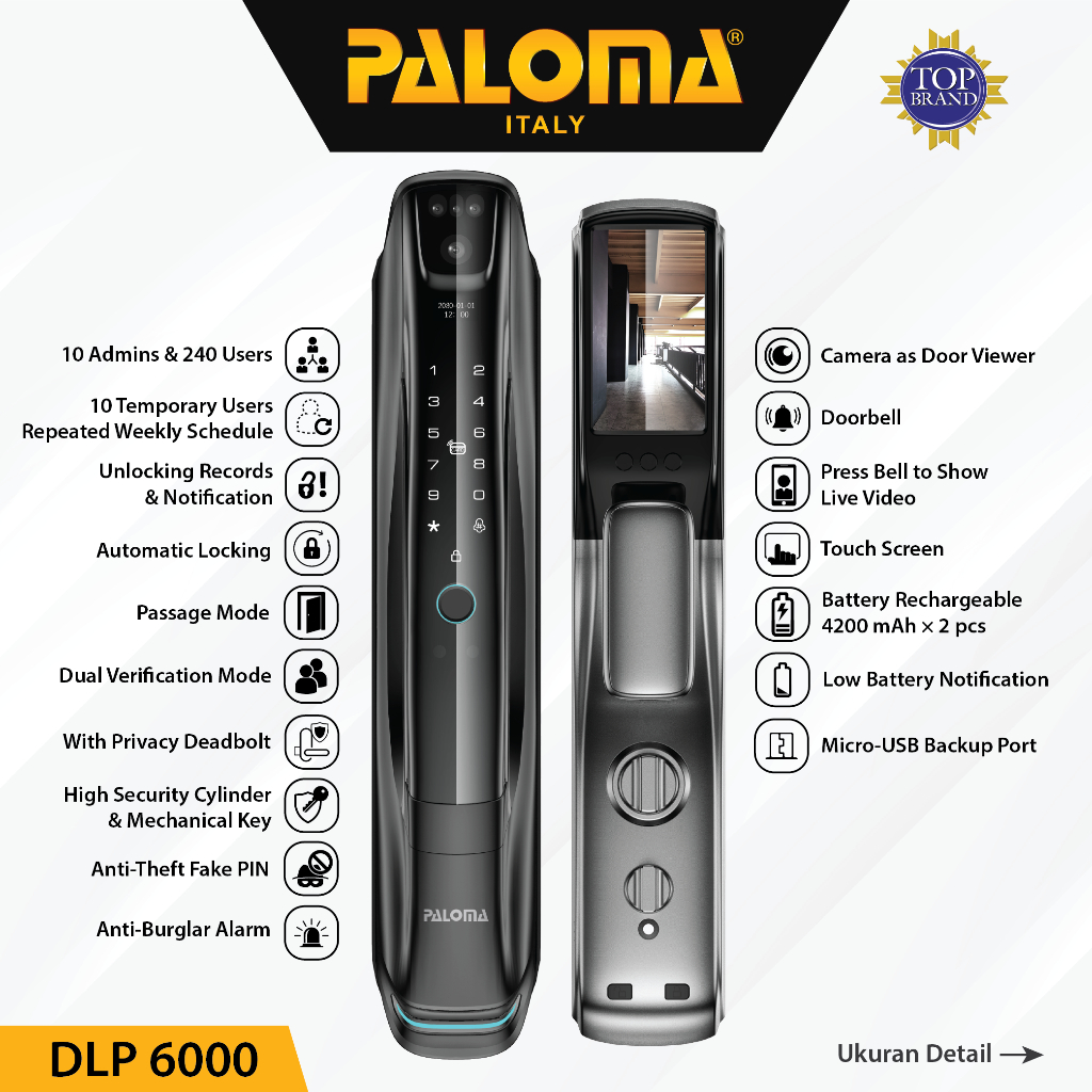 Jual PALOMA DLP 6000 Digital Lock Smart Home Kunci Pintu Door Handle ...