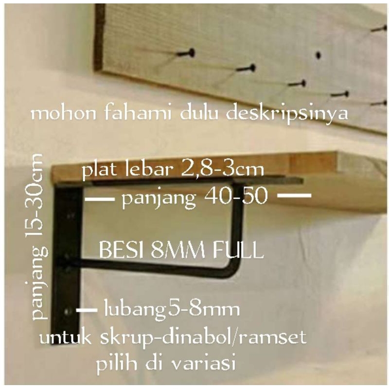 Jual besi penyangga kayu rak dinding ukuran besar | Shopee Indonesia