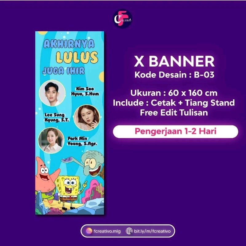 Jual Banner Sidang | Banner Wisuda Spongebob 3 Orang | XBanner | Shopee ...