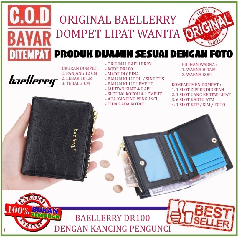 Jual ORIGINAL BAELLERRY DR100 DOMPET LIPAT WANITA DENGAN TEMPAT KOIN ...