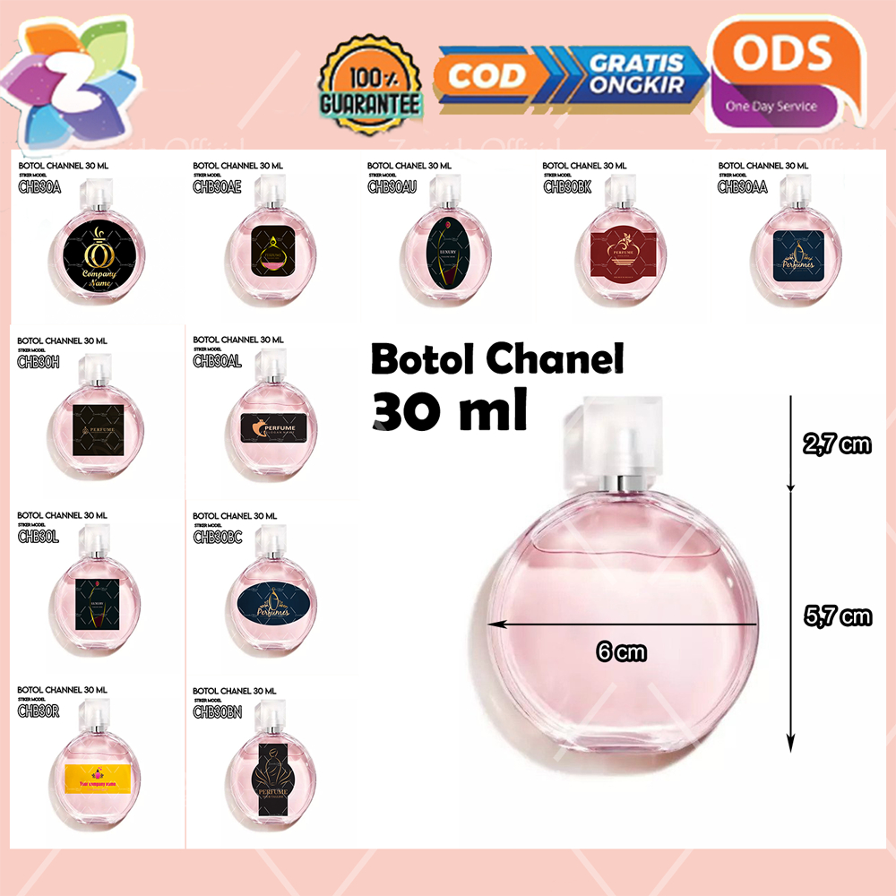 Jual Stiker Botol Parfum Ch Chanel 30 ml Bulat Parfume Sticker Label ...
