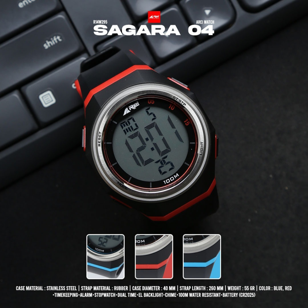 Jual Jam Tangan / Watch Digital Pria Sagara 04 Hitam Arei Outdoorgear ...