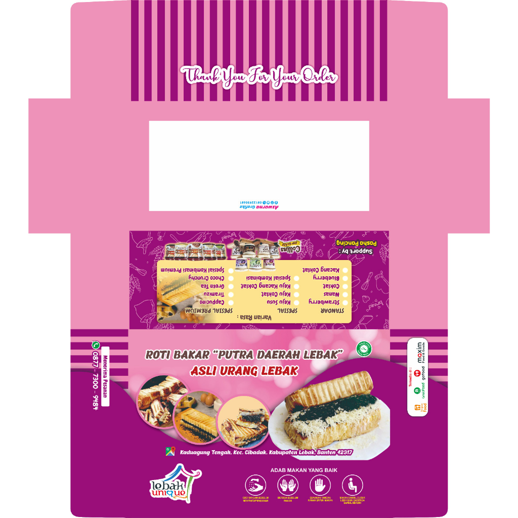 Jual (Minimal 1000pcs) Dus custom roti bakar uk 20x9x7,5cm tanpa ...