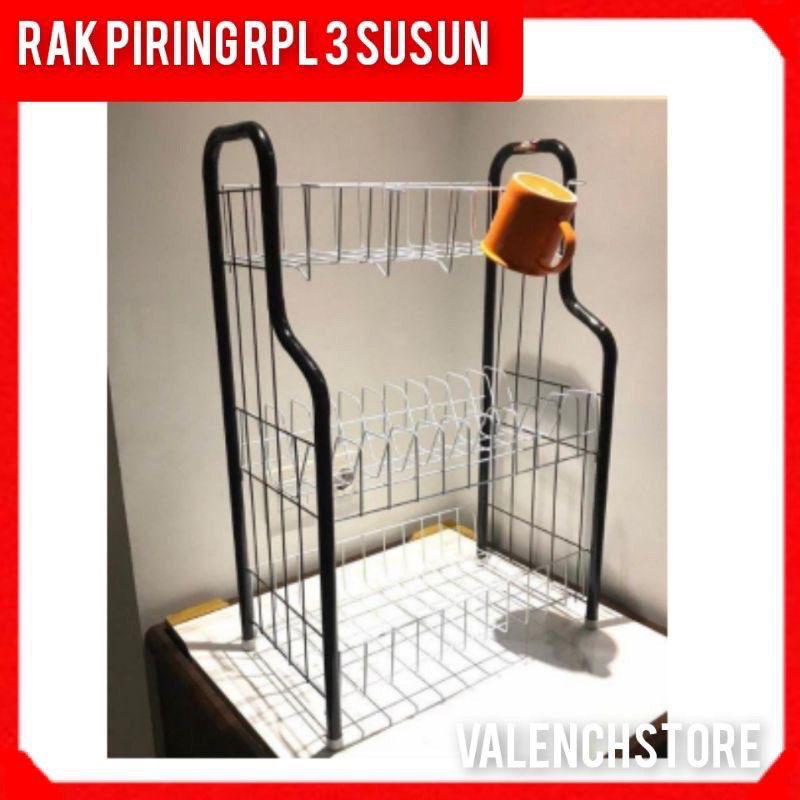 Jual RAK PIRING 3 SUSUN DENGAN GELAS RPL 03 LENGKUNG /RAK DAPUR / RAK ...