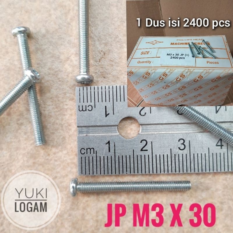 Jual 1 Dus Baut M3 Ukuran M3x6 sampai M3x50 Kepala bulat JP | Shopee Indonesia
