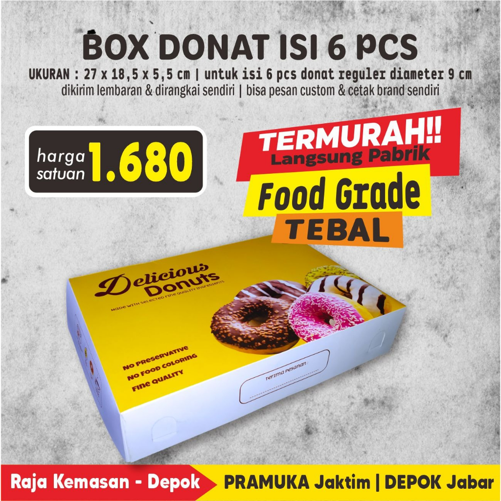 Jual Box Donat Isi 6 Ivory Motif (isi 50pcs) | Shopee Indonesia