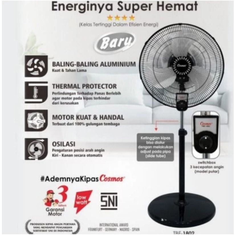 Jual Kipas Angin Stand Fan 18 inch Cosmos TBF-1802 1802 TBF1802 BERDIRI ...