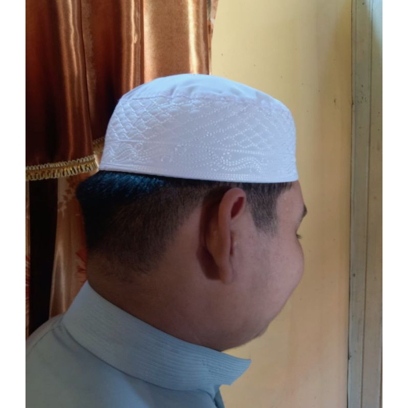 Jual peci Madinah kopiah bulat putih lokal peci santri ukurn 1_9 ...