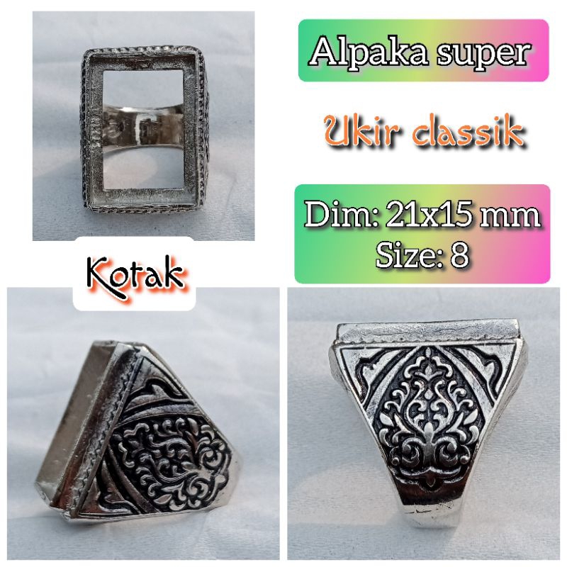 Jual emban batu akik dan permata alpaka super alpaka tanam model kotak ...