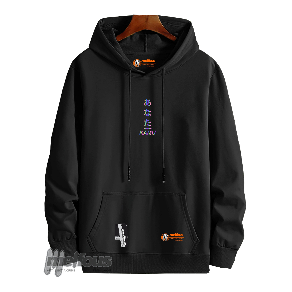 Jual Melfous Basic Sweater Hoodie Cowok Oversize Warna Hitam Lengan ...
