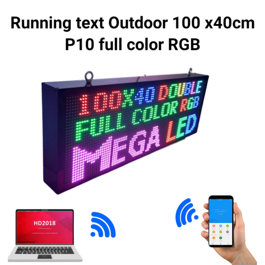 Jual running text outdoor Full colur RGB 2 sisi double sided 100cm x ...