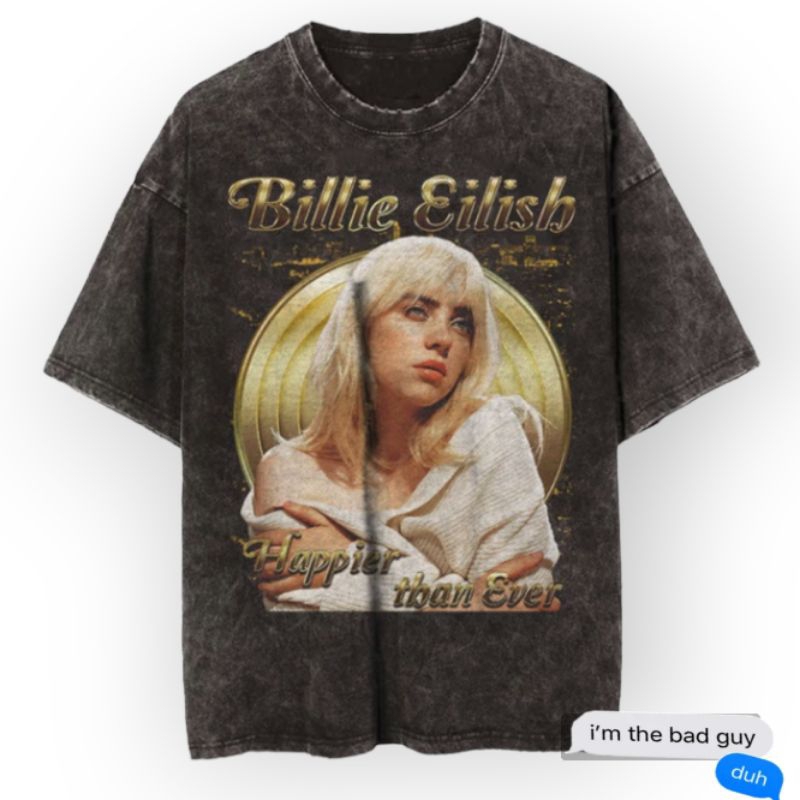 Jual Billie Elish Happier Than Ever Vintage Wash T-shirt/Kaos Billie ...