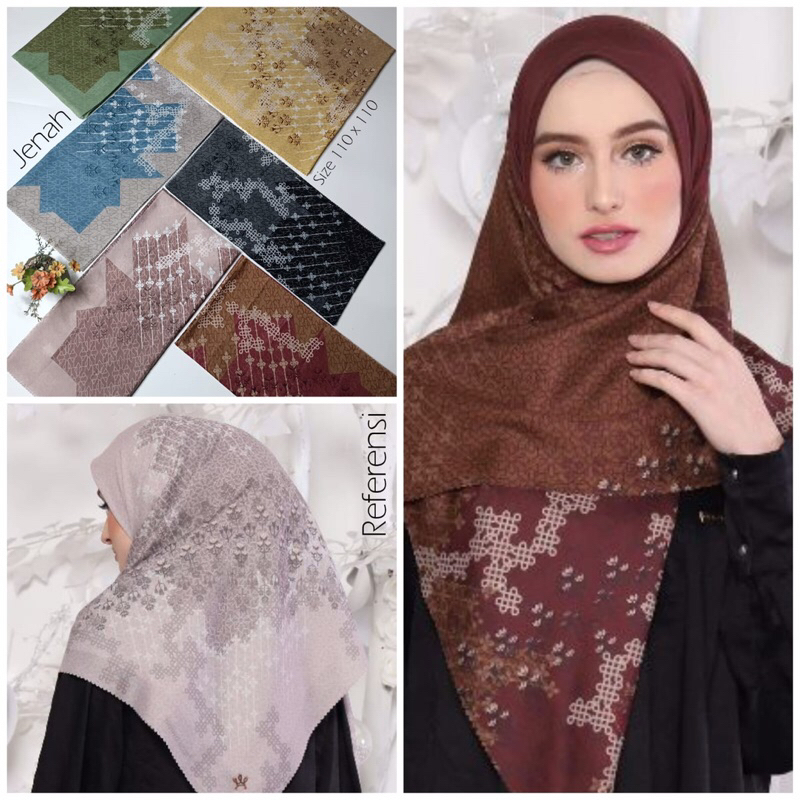 Jual segi empat voal motif / hijab voal / hijb motif / hijab voal motif ...