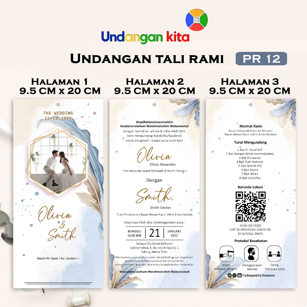 Jual Undangan Pernikahan Brief Card Tali Rami 3 Lembar Undangan Kita ...