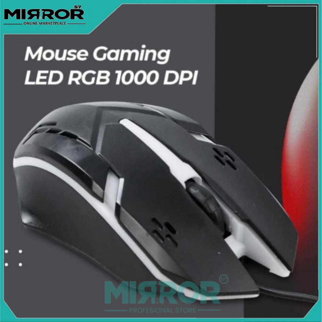 Jual Mouse Gaming LED RGB 1200 DPI Mouse Kabel di Laptop PC Komputer ...