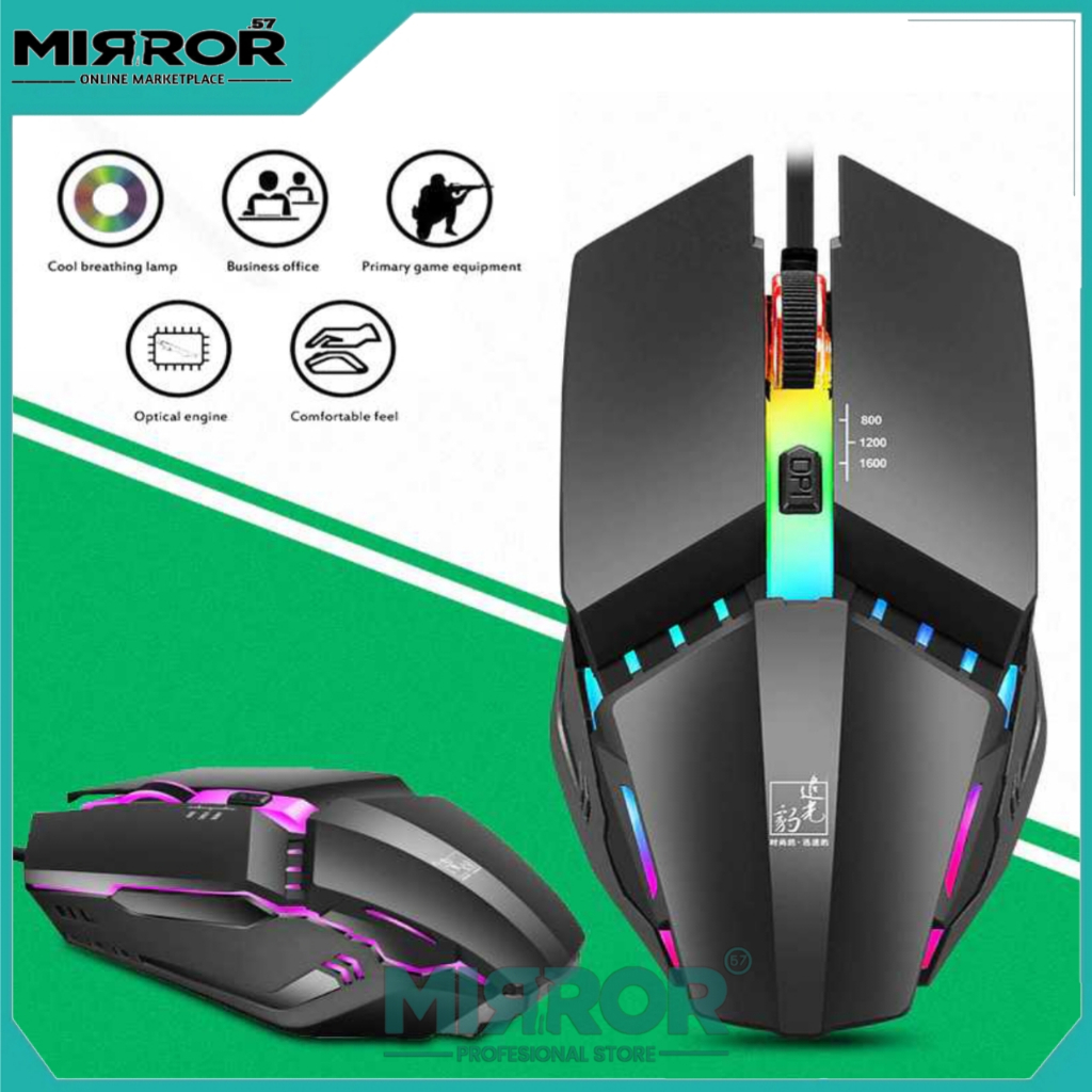 Jual Mouse Gaming LED RGB 1600 DPI Mouse Kabel Plug and Play | Shopee ...