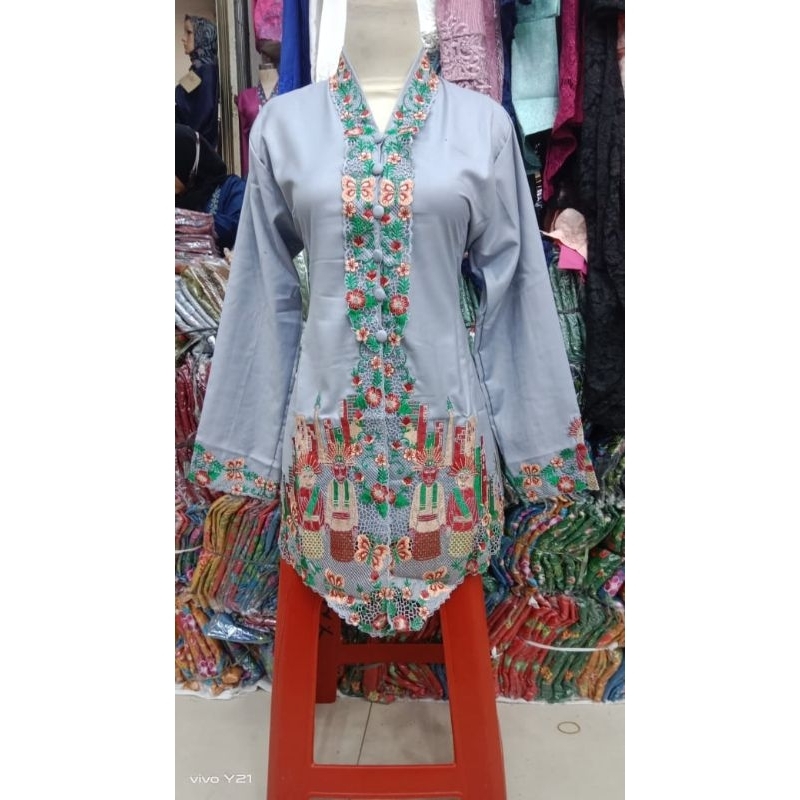 Jual Kebaya ENCIM Motif Ondel ondel Bahan Katun Premiyum Ukuran M-XXl ...
