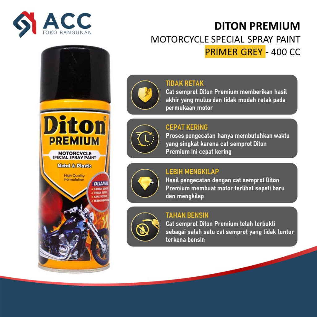 Jual DITON Premium Pylox Pilox Pilok Cat Semprot Primer Grey 9120 ...