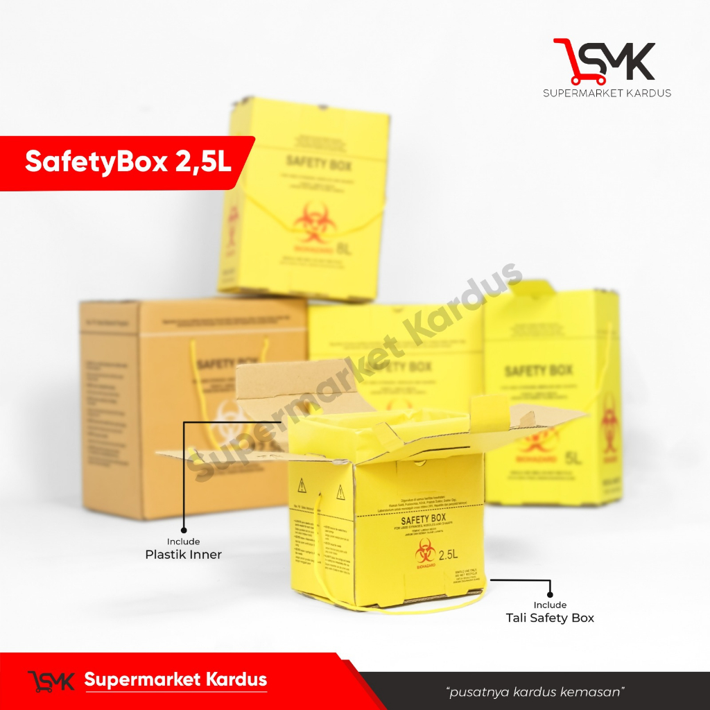 Jual SAFETY BOX 2.5 Liter Sampah Medis/Safetybox/Alkes/BioHazard/Kardus ...