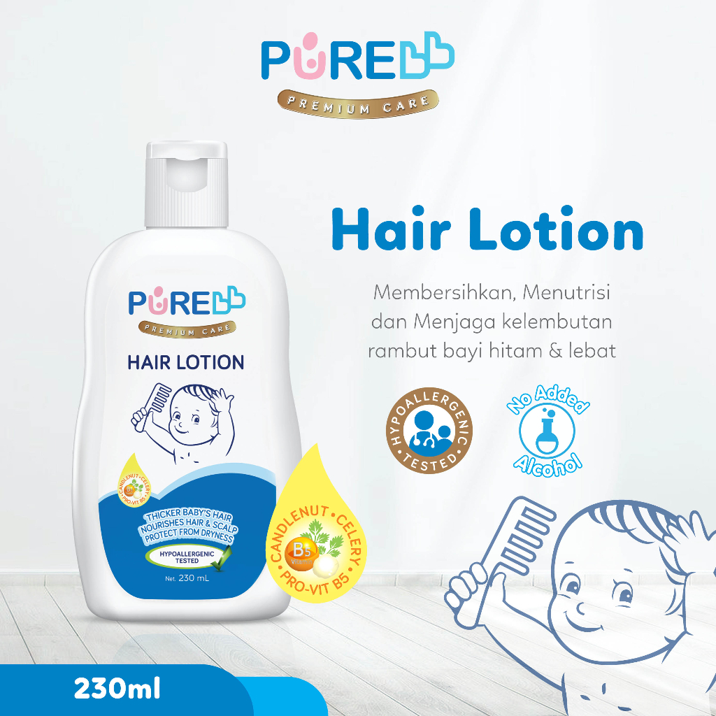 Jual Pure Baby Hair Lotion /Pure BB Hair Lotion 80 ml & 230 ml | Shopee ...