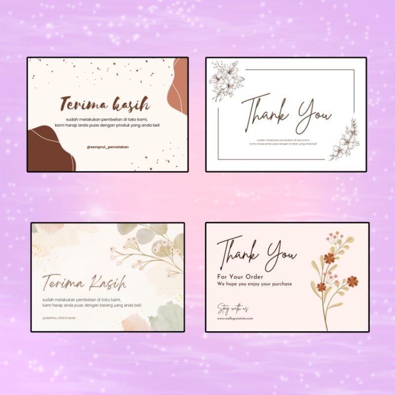 Jual Greeting Card/ Kartu Ucapan Terima Kasih Thank You Custom Nama ...