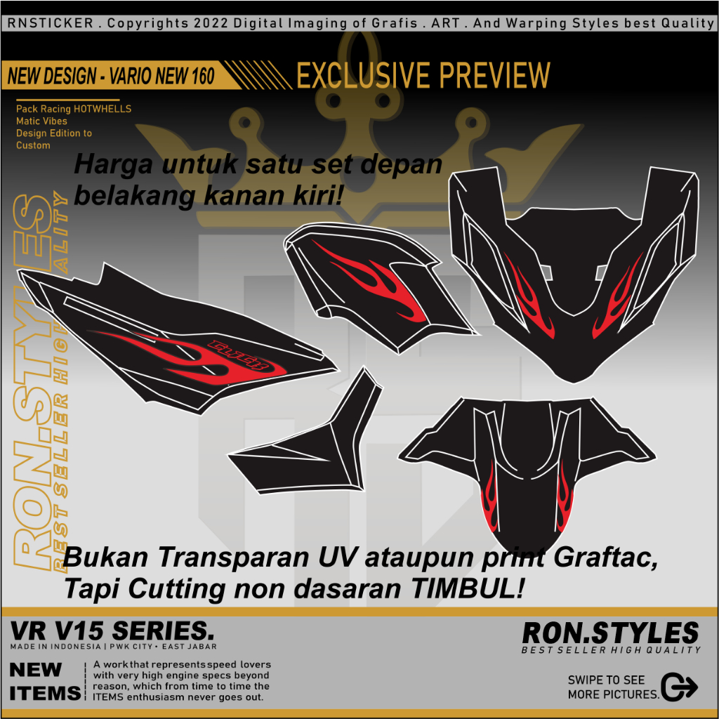 Jual VRV15 CUTTING STICKER STRIPING VARIO NEW 160 API STRIPING VARIASI ...