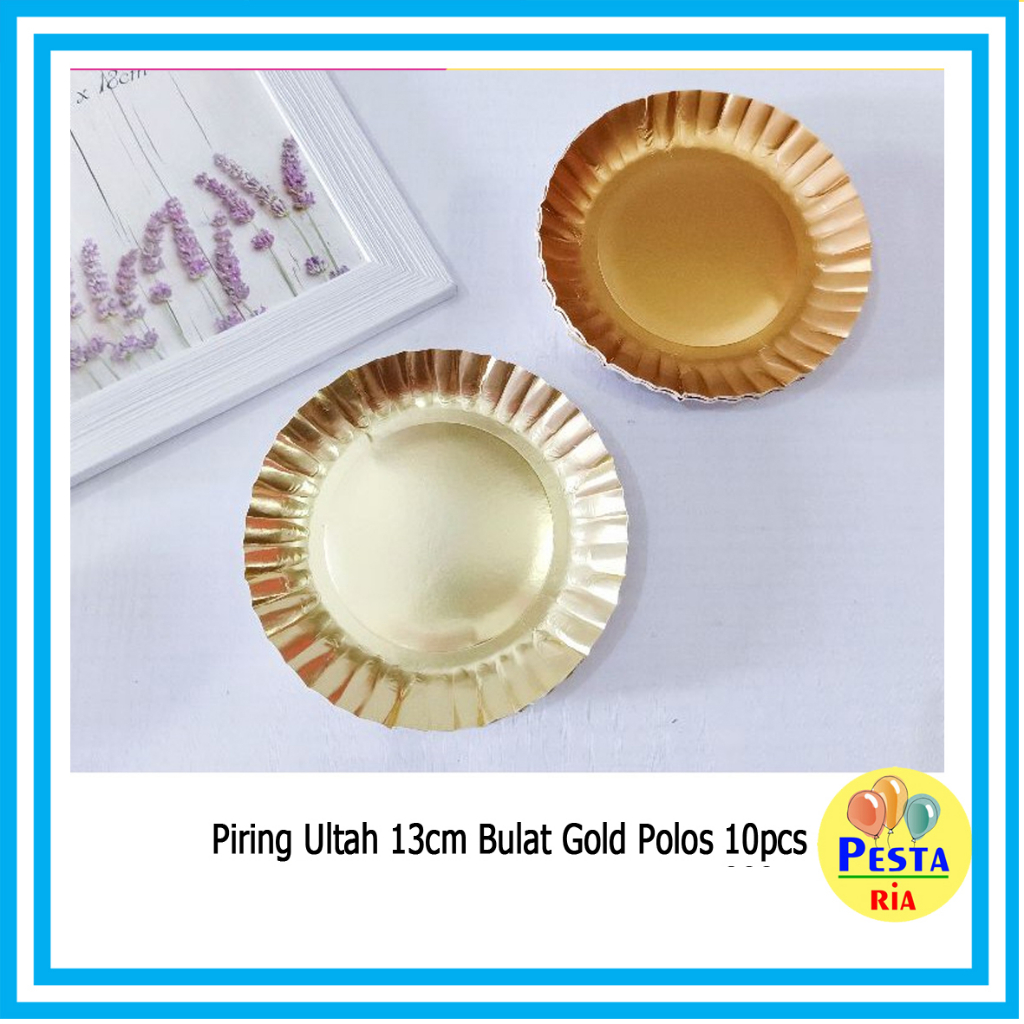 Jual Murah!! (1Pak isi 10Pcs) Piring ultah bulat Gold, Piring kertas ...