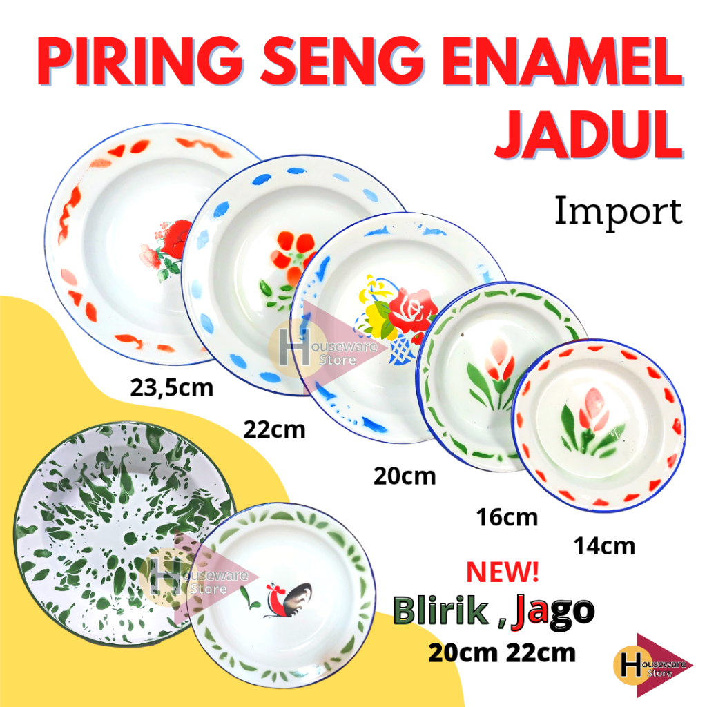 Jual Piring Seng 14cm 16cm 20cm 22cm 23,5cm / Piring Enamel / Piring ...