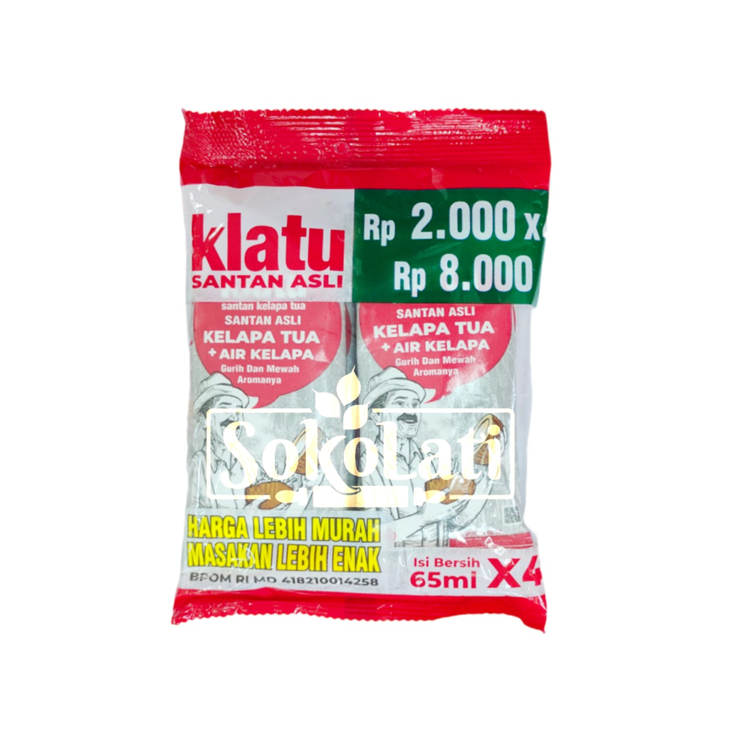 Jual Klatu Santan Kelapa Tua 65ml x 4 pack | Shopee Indonesia