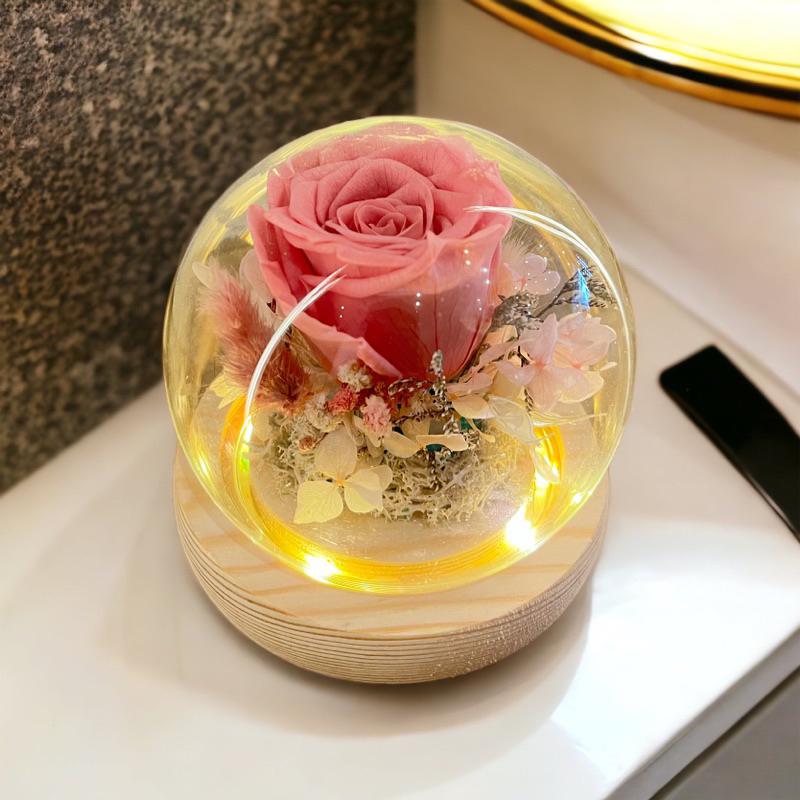 Jual Floramore.id - Rose ROUND DOME LED Dried Flower Gift Rose Bouquet ...