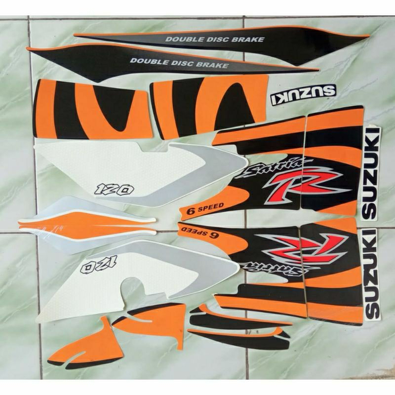 Jual (BAYAR DI TEMPAT) Striping Satria R lumba 2002 2003 Hitam Orange ...