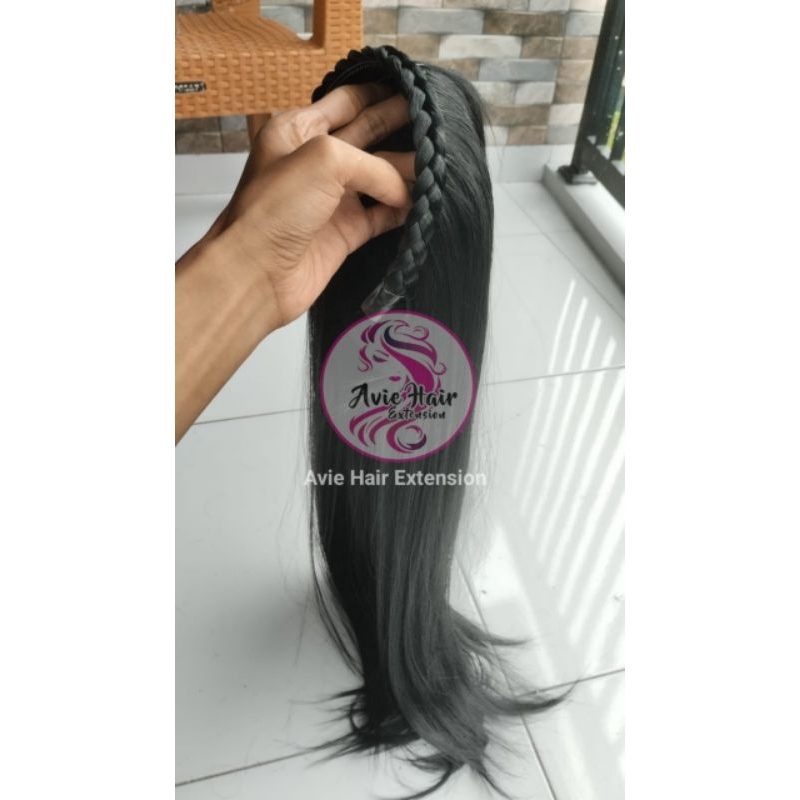 Jual Wig Bando Cewek Korea Rambut Palsu Hitam Natural Panjang 50 cm ...