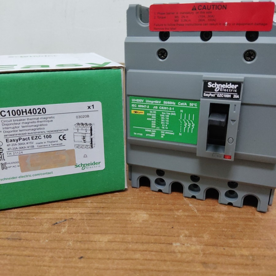 Jual MCCB / BREAKER SCHNEIDER EZC100H 4P 20A 25ka 4Pole EZC100H4020 | Shopee Indonesia