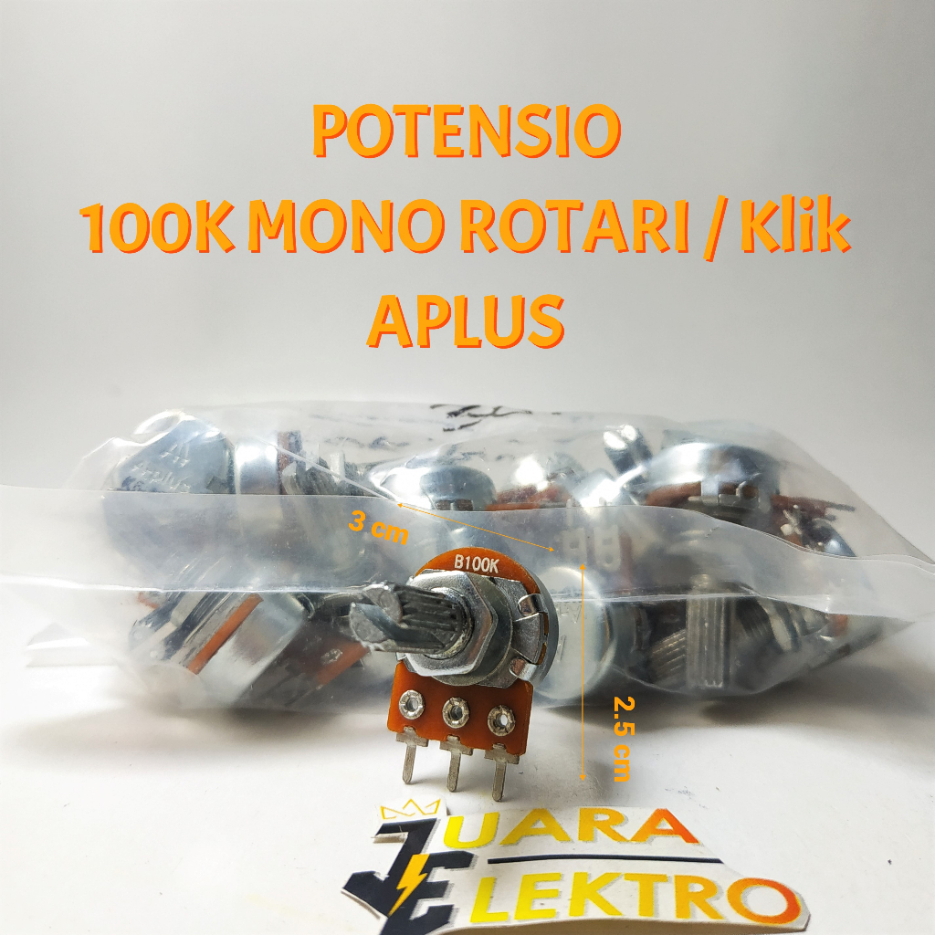 Jual Potensio 100K Mono Rotari / Klik Aplus | Potensiometer Mono 100K ...