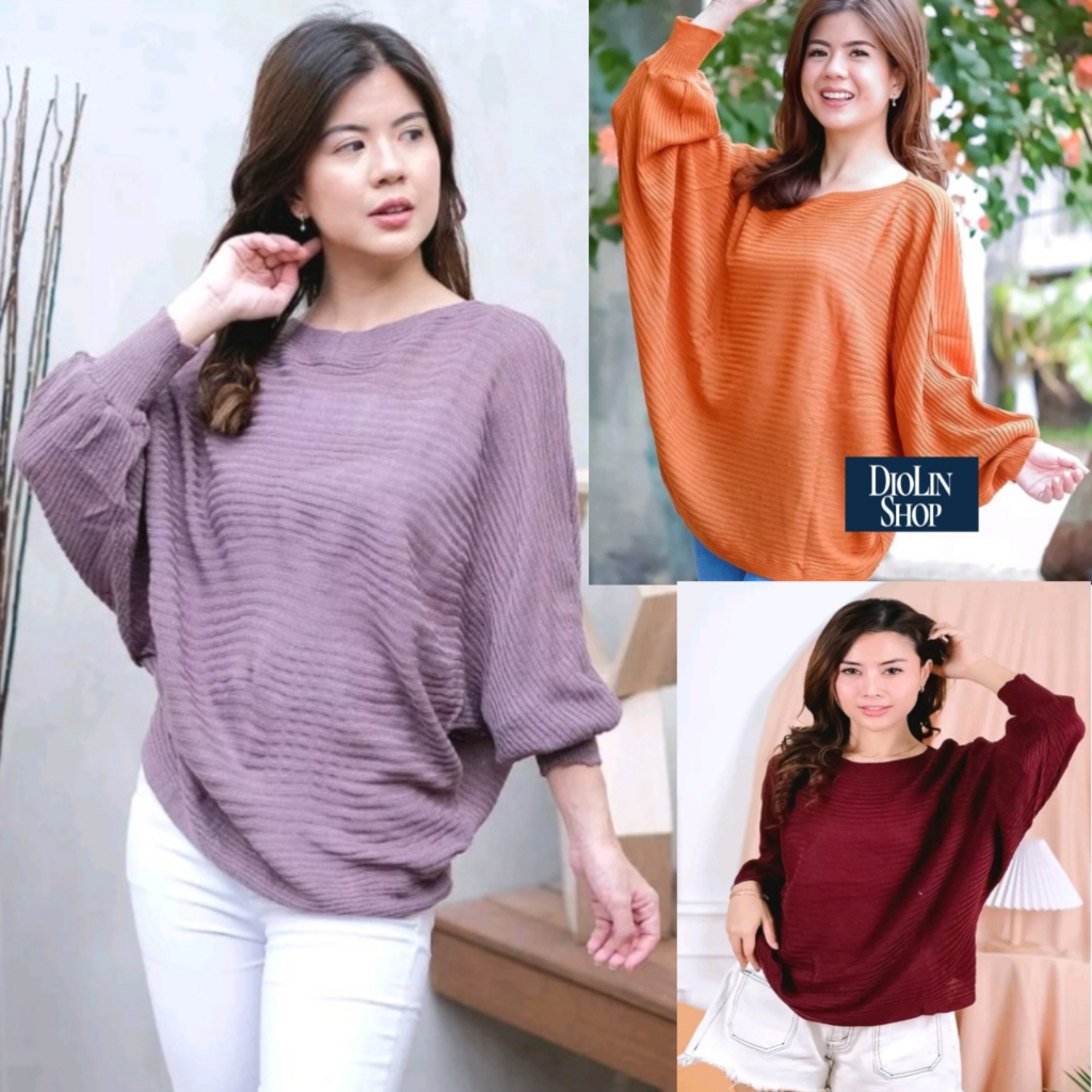 Jual Lesperal Batwing Rajut / Kaos Batwing Cardigan Rajut / Atasan ...
