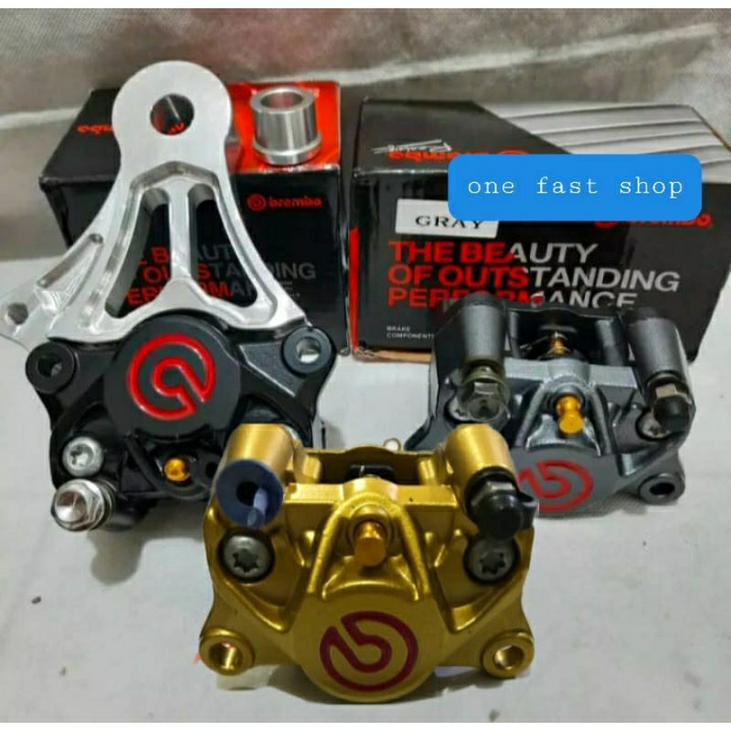 Jual paket breket kaliper bremb0 2p 2piston full cnc breket belakang pnp vixion R15 ninja R RR ...